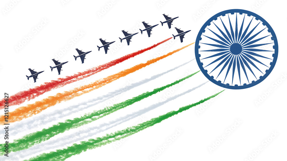 Indian Republic Day Flypast with Tricolor Trails and Ashoka Chakra ...