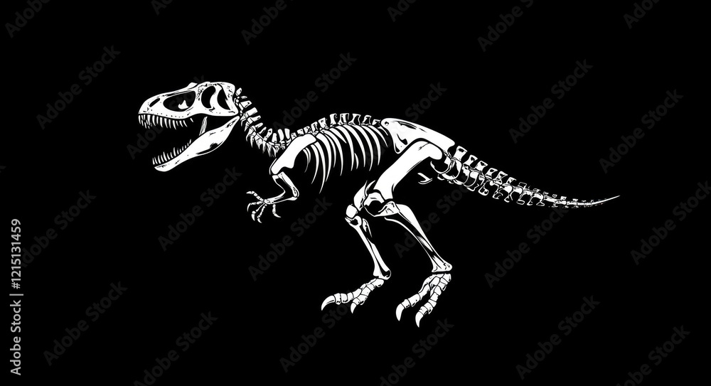 T Rex Silhouette: Artistic Representation of Dinosaur Skeleton in Negative Space Stock ...