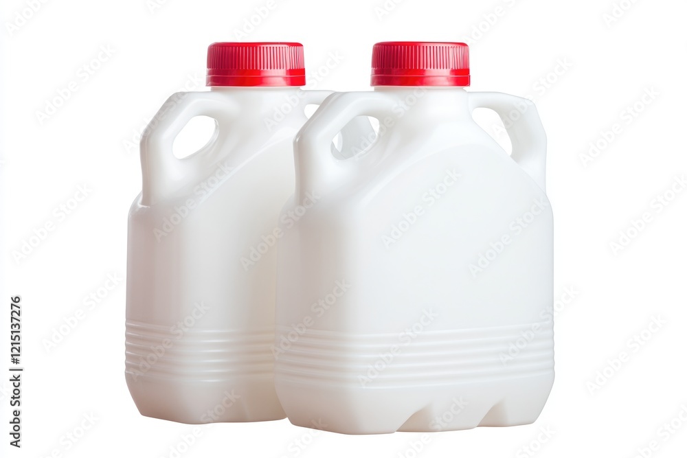 Isolated Gallon of Fresh Whole Milk in Red-Capped Plastic Jug on Bright ...