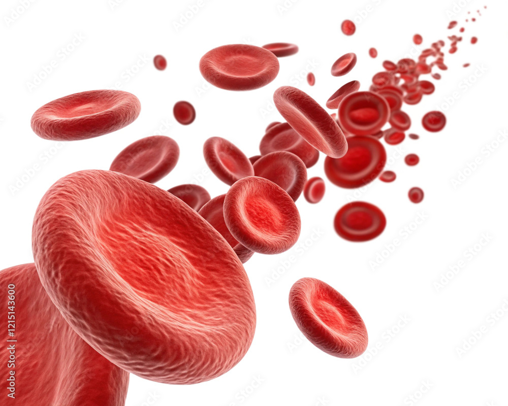 Flowing red blood cells no background in PNG format. Stock Photo ...