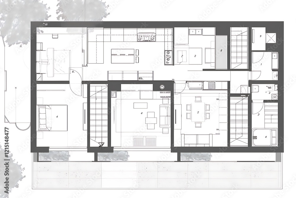 floor map of a home with interior and architecture of bedrooms, living ...