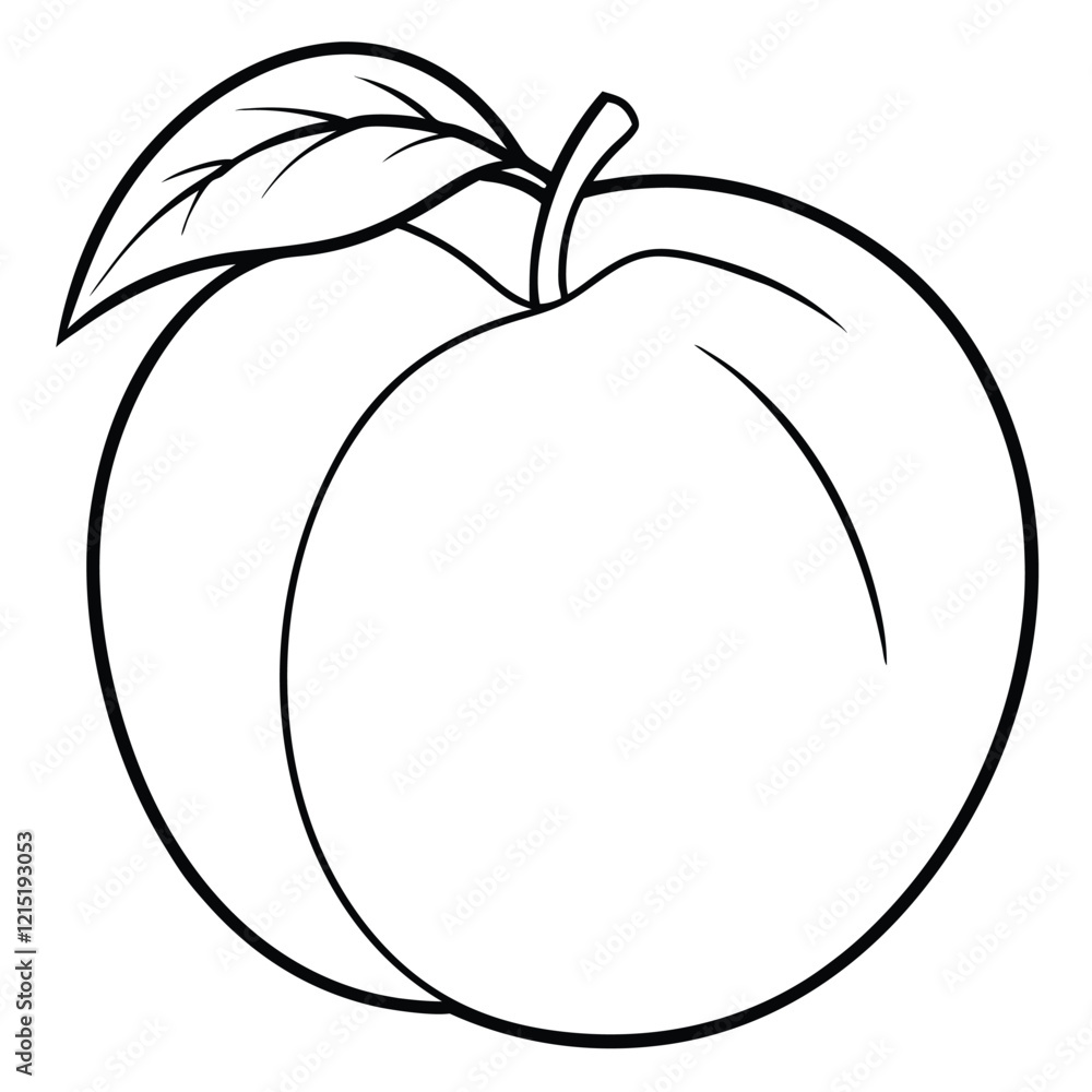 Vector de Stock Peach Outline Drawing – Black and White Fruit Vector ...