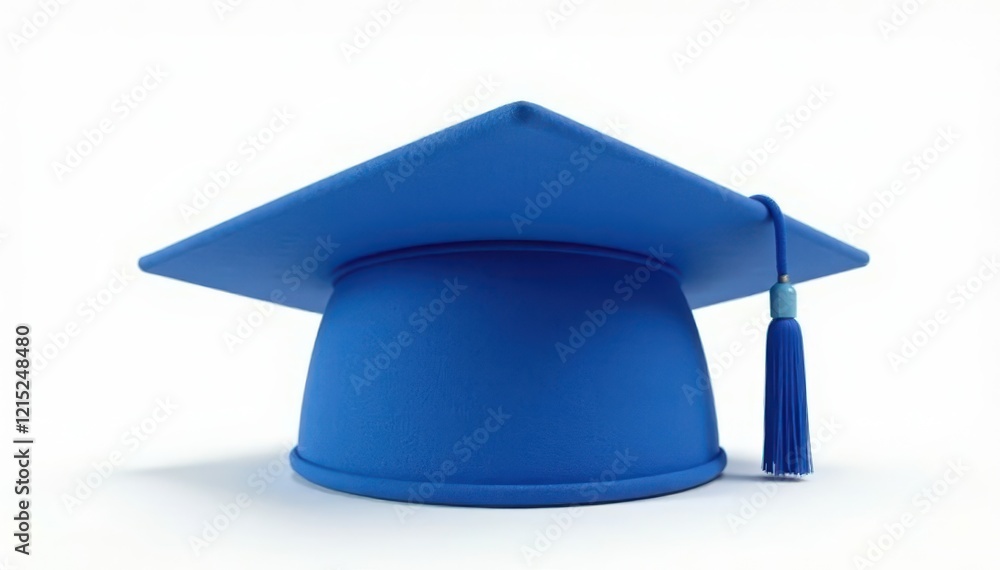 Blue graduation cap, front view, white background, school, education ...