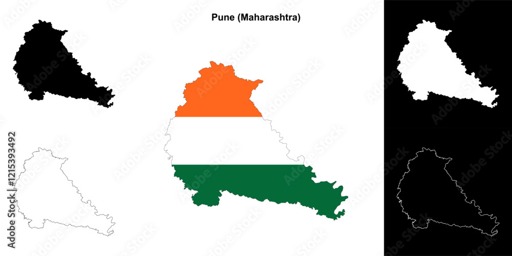 Pune district (Maharashtra) outline map set Stock Vector | Adobe Stock