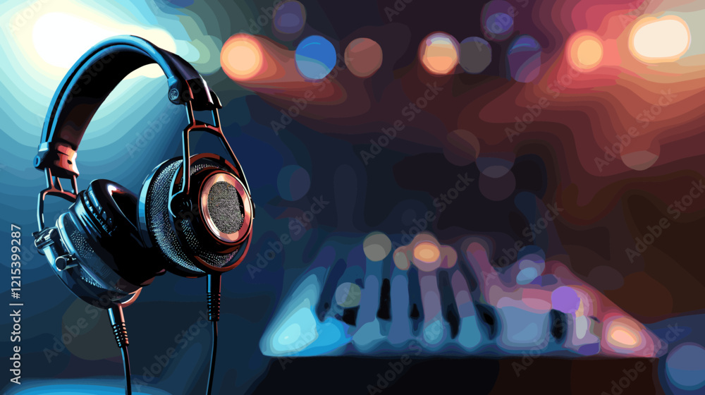 Close-up of Microphone and Headphones Used by Boxing Stadium Announcer ...