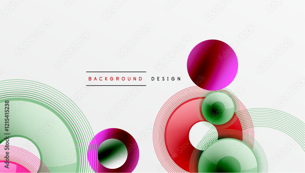Abstract composition of overlapping circles with smooth gradients and transparency effects ...