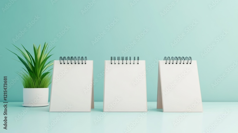 Desk calendar with spiral mockup. Realistic 3d vector set of vertical ...