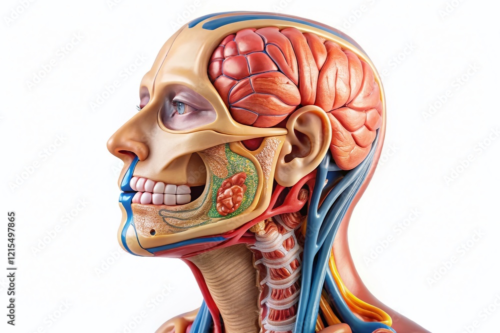 Sagittal View: Nasal, Oral, Laryngeal & Pharyngeal Anatomy Model Stock ...