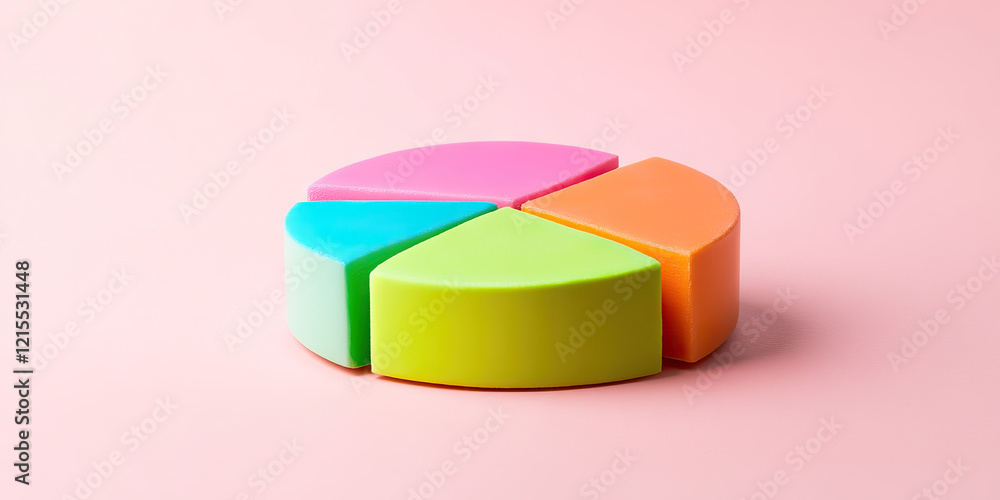 Five-Segment Pastel Pie Chart on Pink Background Stock Illustration ...