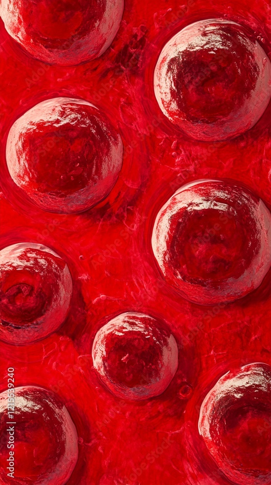 Microscopic view of red blood cells floating in plasma, medical science ...