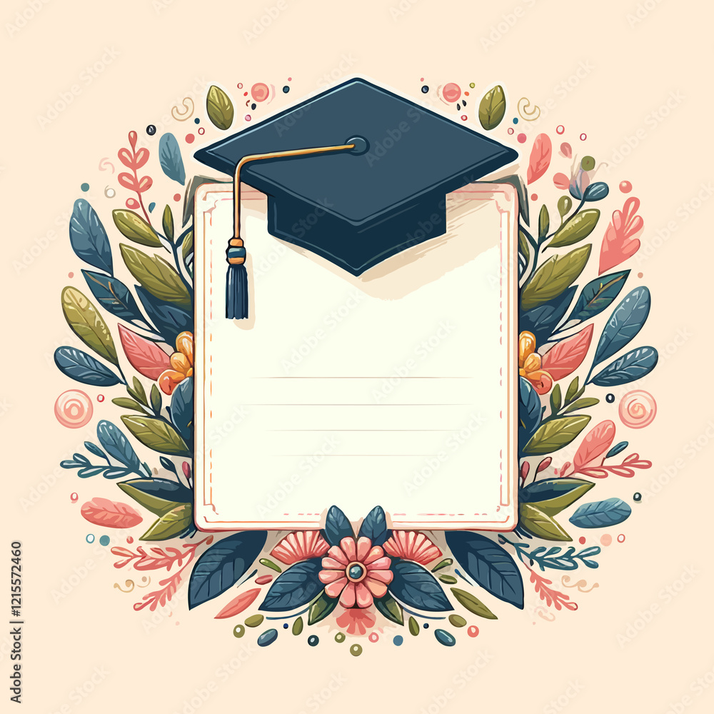 graduation flyer, cap and diploma, invitation, graduation banner, frame ...