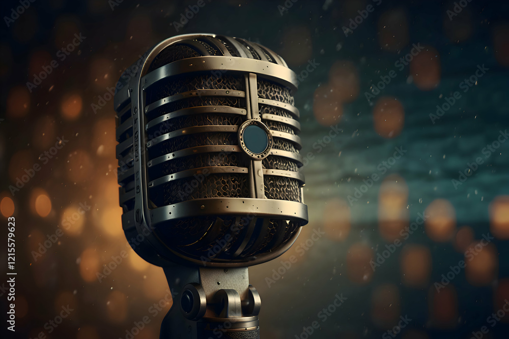 Microphone with sound waves. podcasting and audio recording work. mic ...