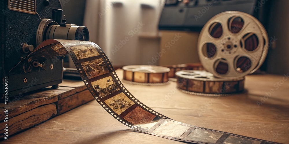 Vintage Style Graphic Animation Filmstrip, Retro Celluloid Reel, Old ...