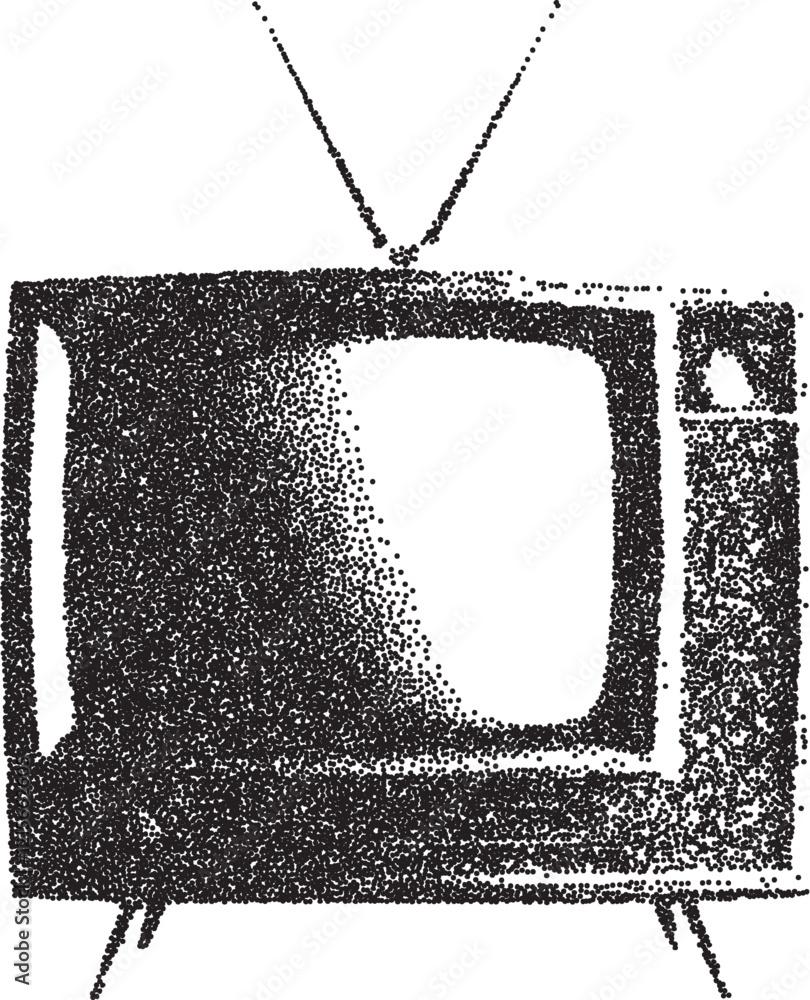 Tv vintage y2k stipple art, screen halftone stipple brutalist retro ...