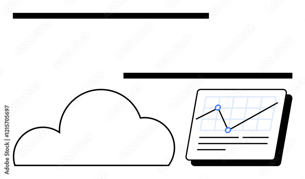 Cloud icon connected to a data chart with a line graph. Ideal for ...