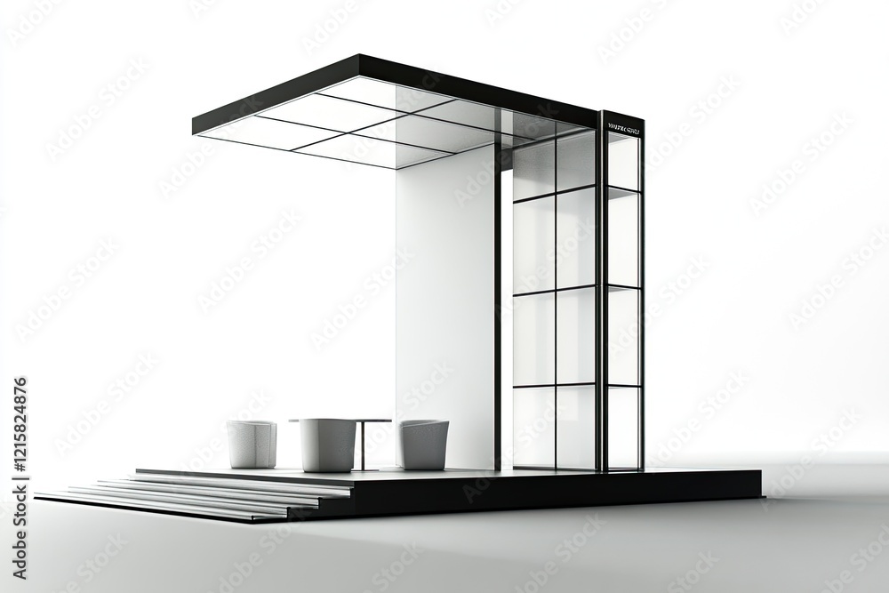 Modern exhibition booth design, studio backdrop, trade show display ...