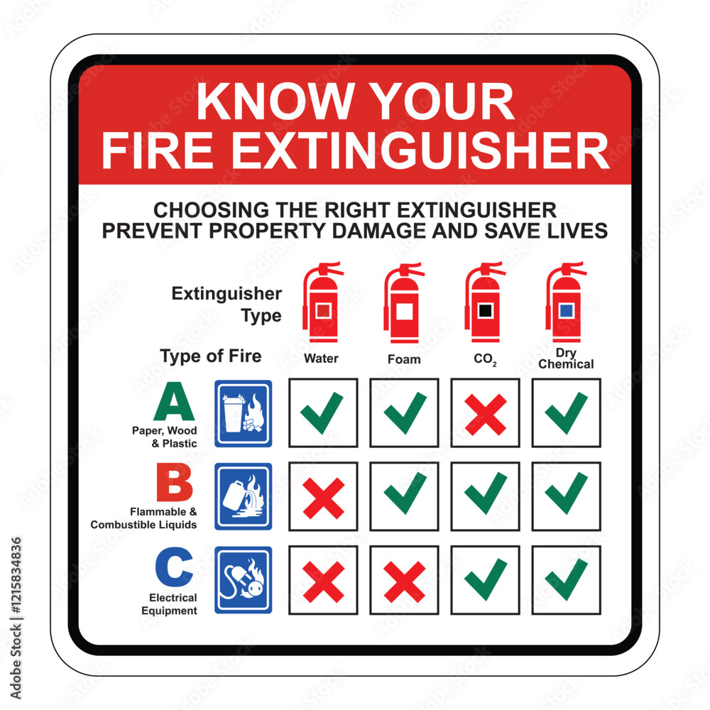 Fire Extinguisher Infographic, fire extinguisher types, sign, safety ...