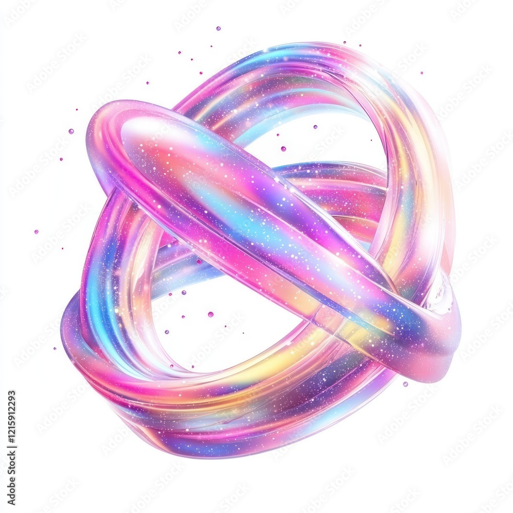 Intertwined Holographic Rings: Two iridescent, holographic rings ...