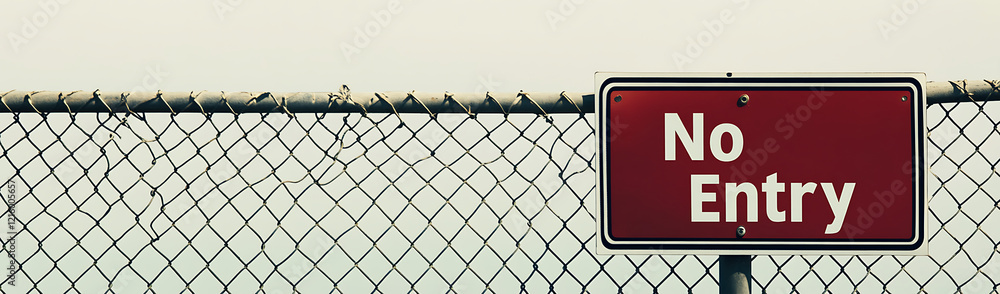 No Entry Sign on Chain Link Fence Stock Illustration | Adobe Stock