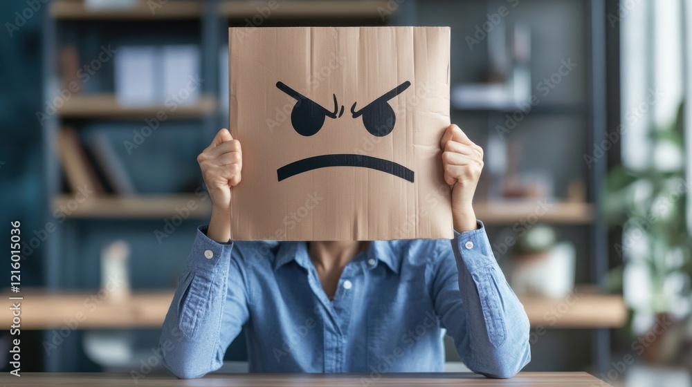 Hidden Anger: A Person Concealing Emotions with an Angry Face on ...