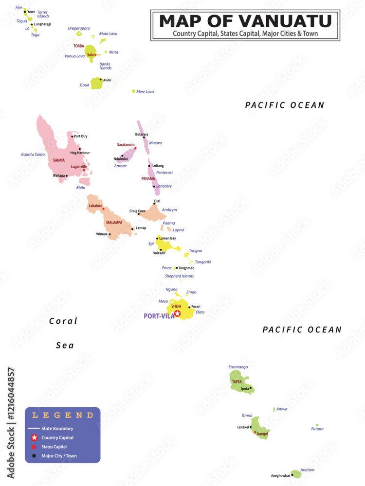 Australian Countries Geography Political map. Political map of country ...