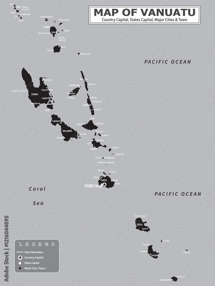 Australian Countries Geography Political map. Political map of country ...