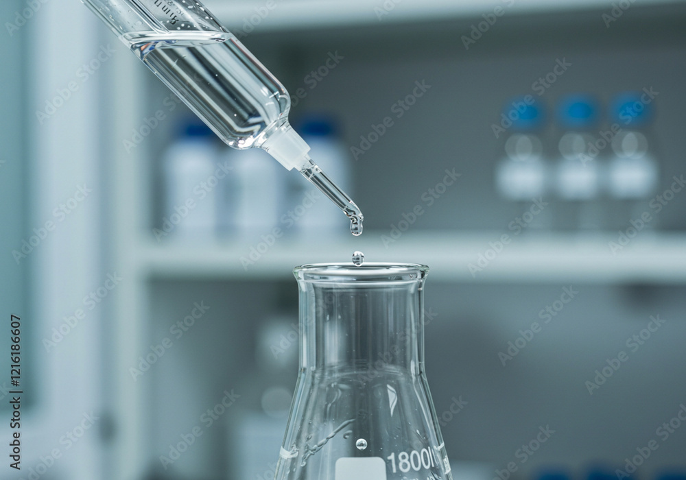 Laboratory Titration: Burette & Erlenmeyer Flask Procedure Stock ...