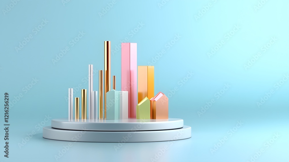 Economic growth visualization modern office infographic display ...