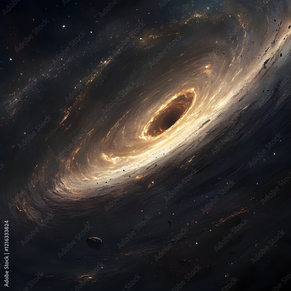 Distorted regions of space where gravity wells form, warping light and ...