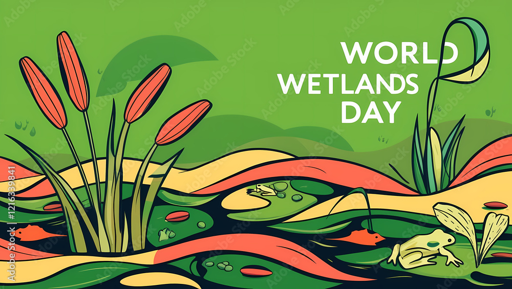 vivid wetland ecosystem illustration with bold graphics Stock ...