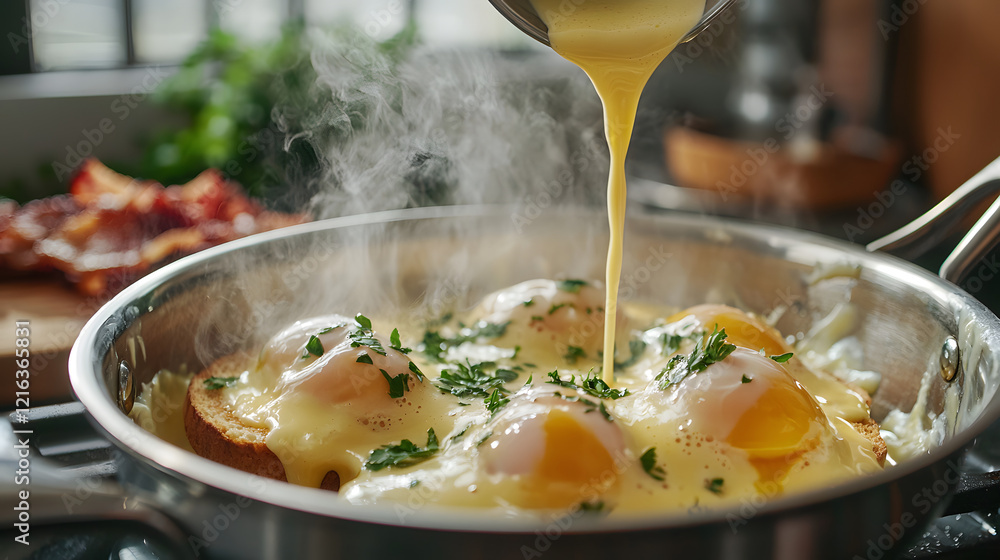 Step-by-Step Visual Guide to Making Classic Eggs Benedict at Home Stock ...