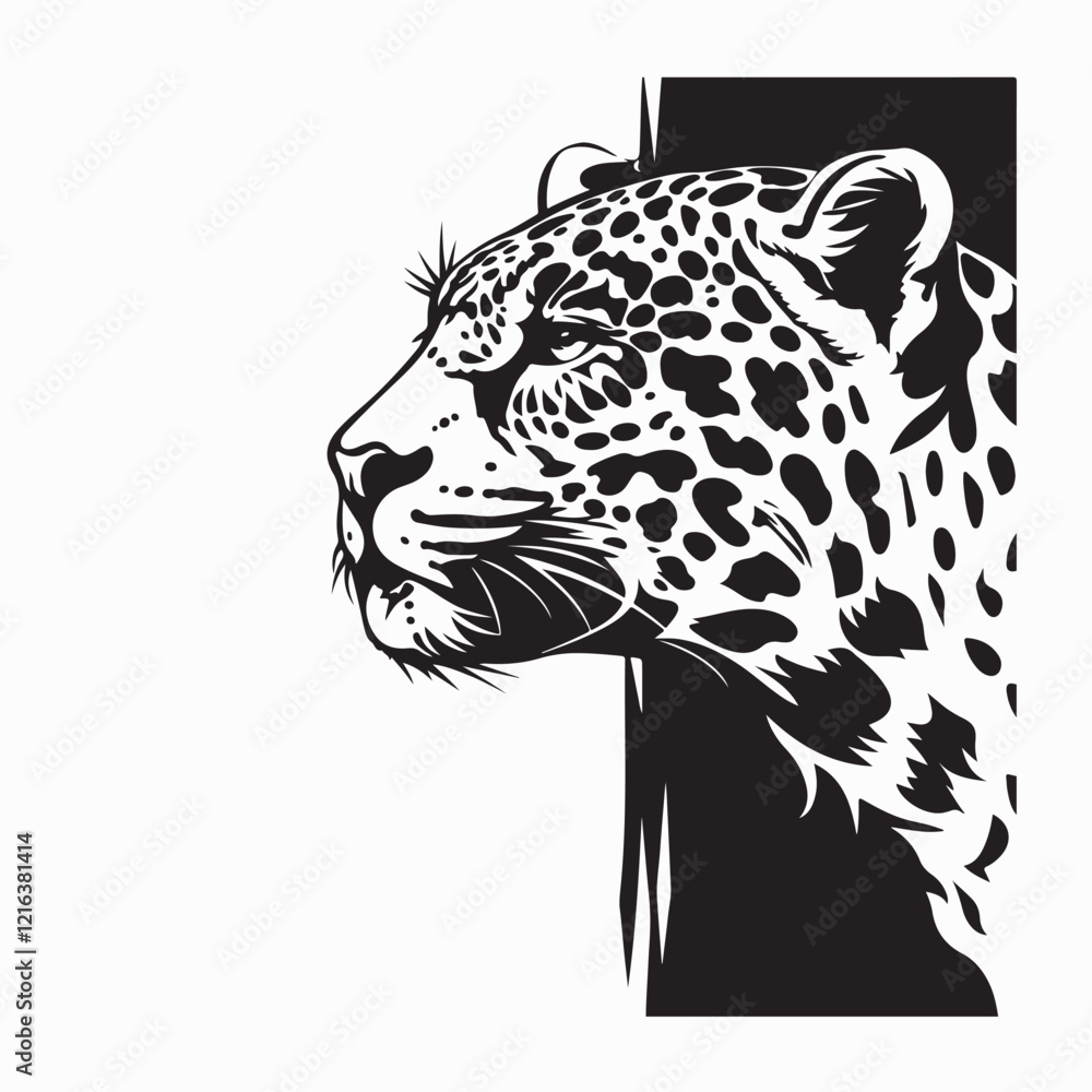 Jaguar Head Vector Art. Side View Of A Jaguar Head vector image on ...