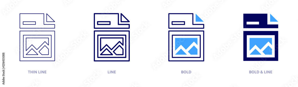 Image file icon in 4 different styles. Thin Line, Line, Bold, and Bold ...