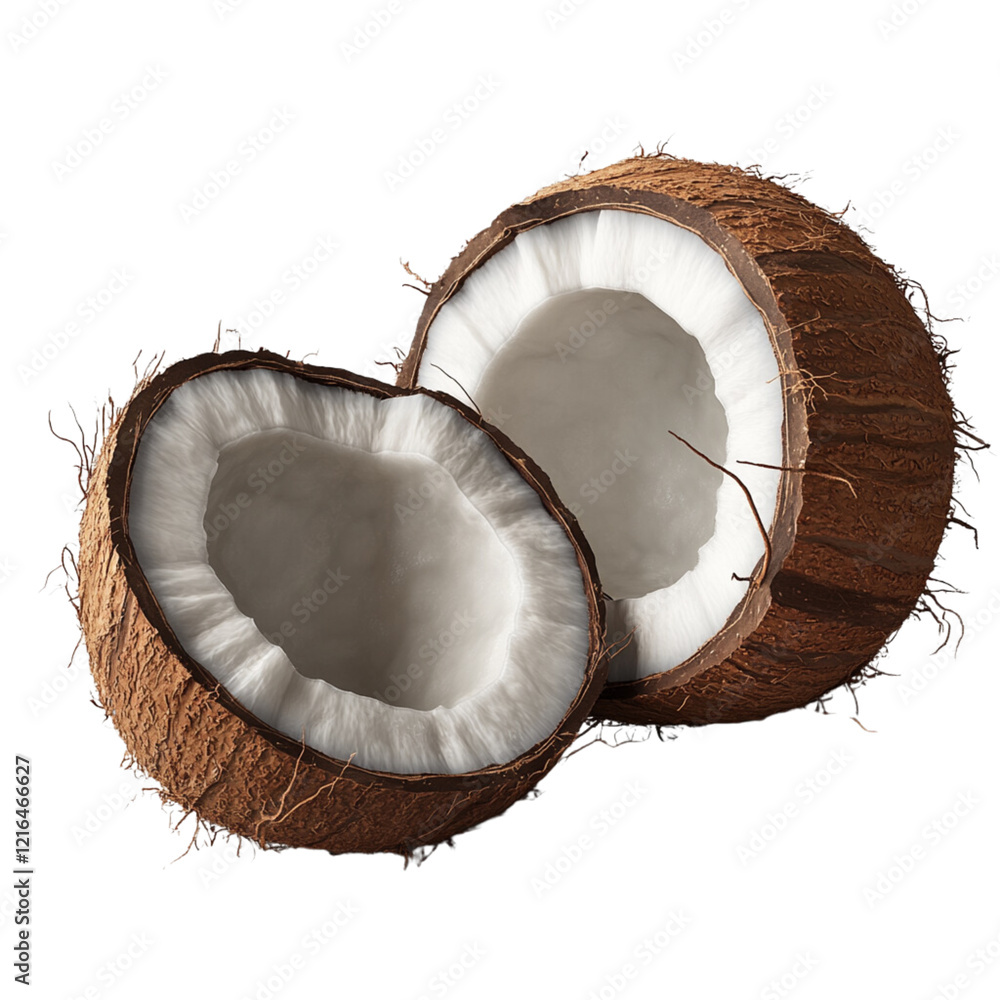 Coconut isolated on a transparent background, clipart cutout PNG Stock ...