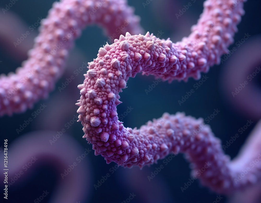 Detailed 3D illustration of Treponema pallidum bacteria. Microscopic ...