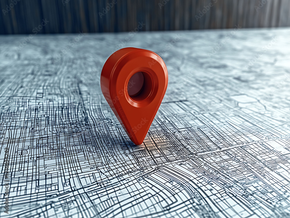 Modern red map marker pin on a detailed city map background. Ideal for ...