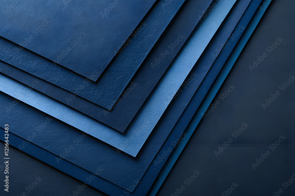 Midnight blue paper background with overlapping layers and a smooth ...
