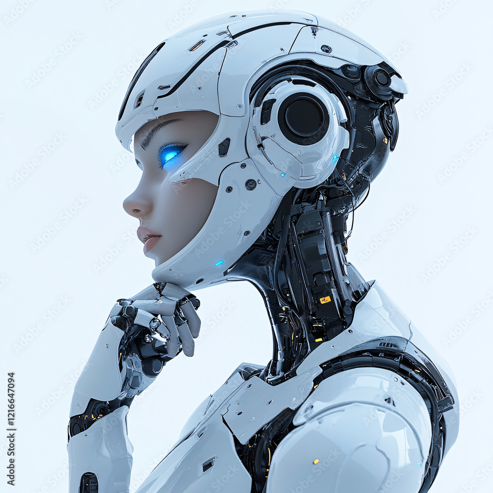 ai robot thinking, side view, isolated on transparent background Stock ...