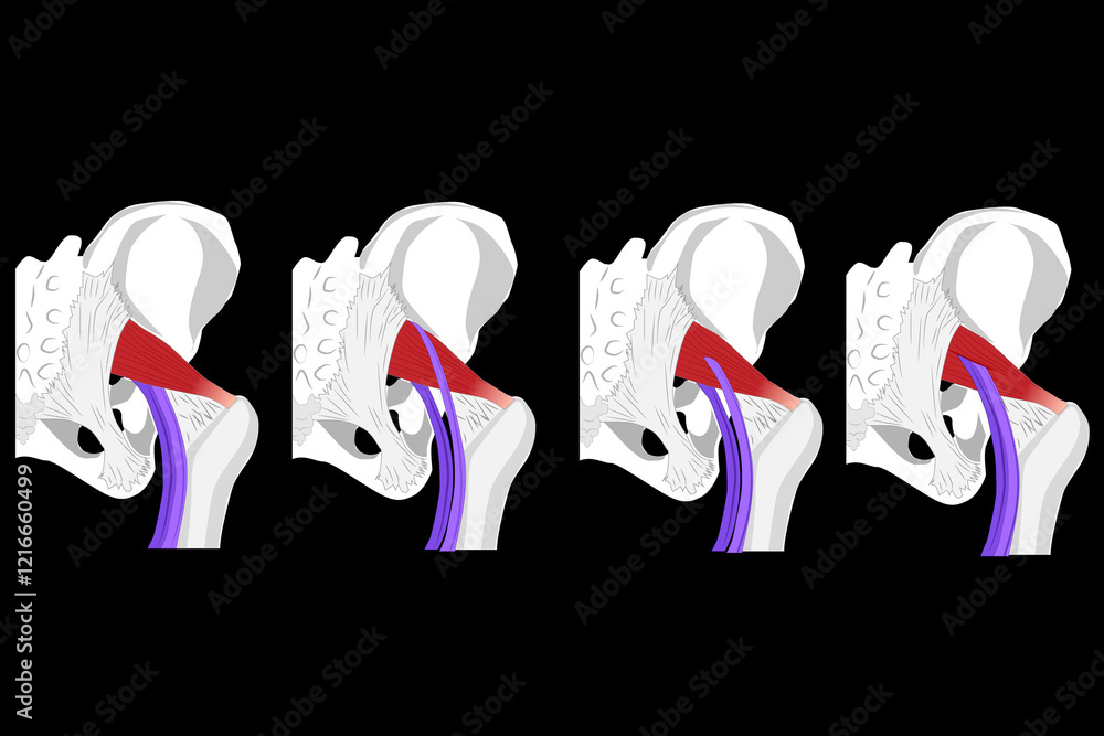Piriformis Muscle. Nerve Location. Buttock and Leg Pain. Stock ...