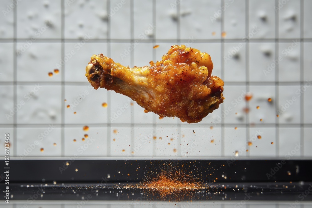 Dynamic capture of a crispy chicken wing in mid-air motion for culinary ...