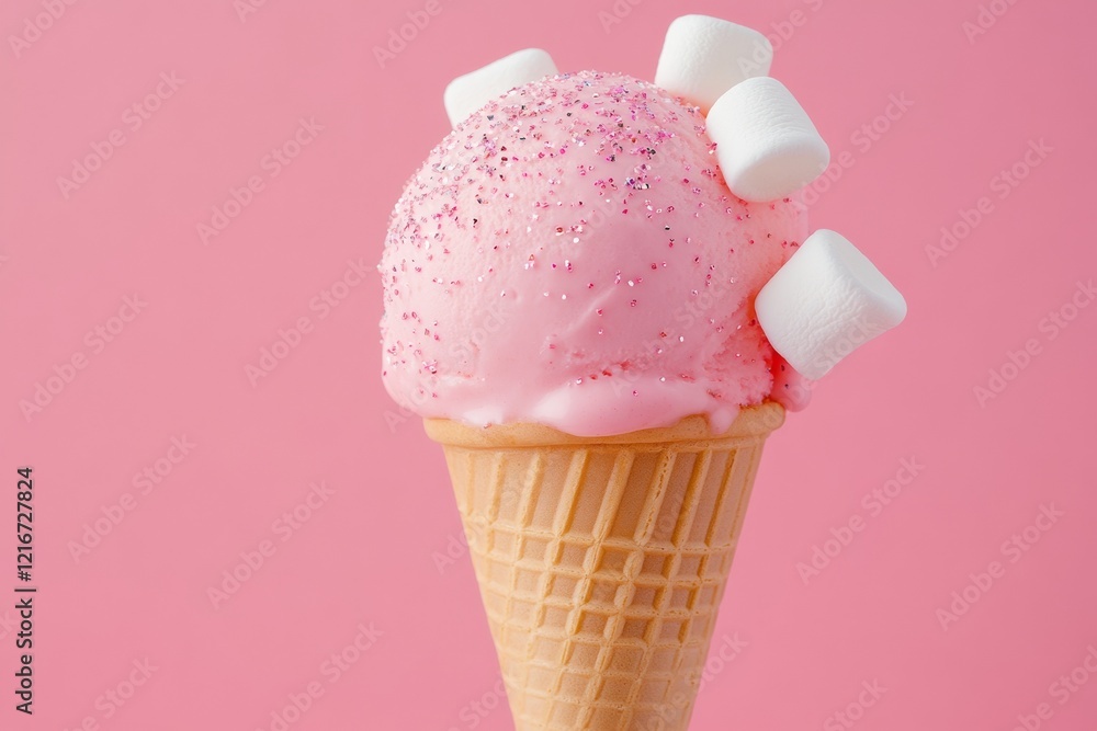 Foto de Stock Whimsical Dessert Marketing Bright Pink Glitter Ice Cream ...