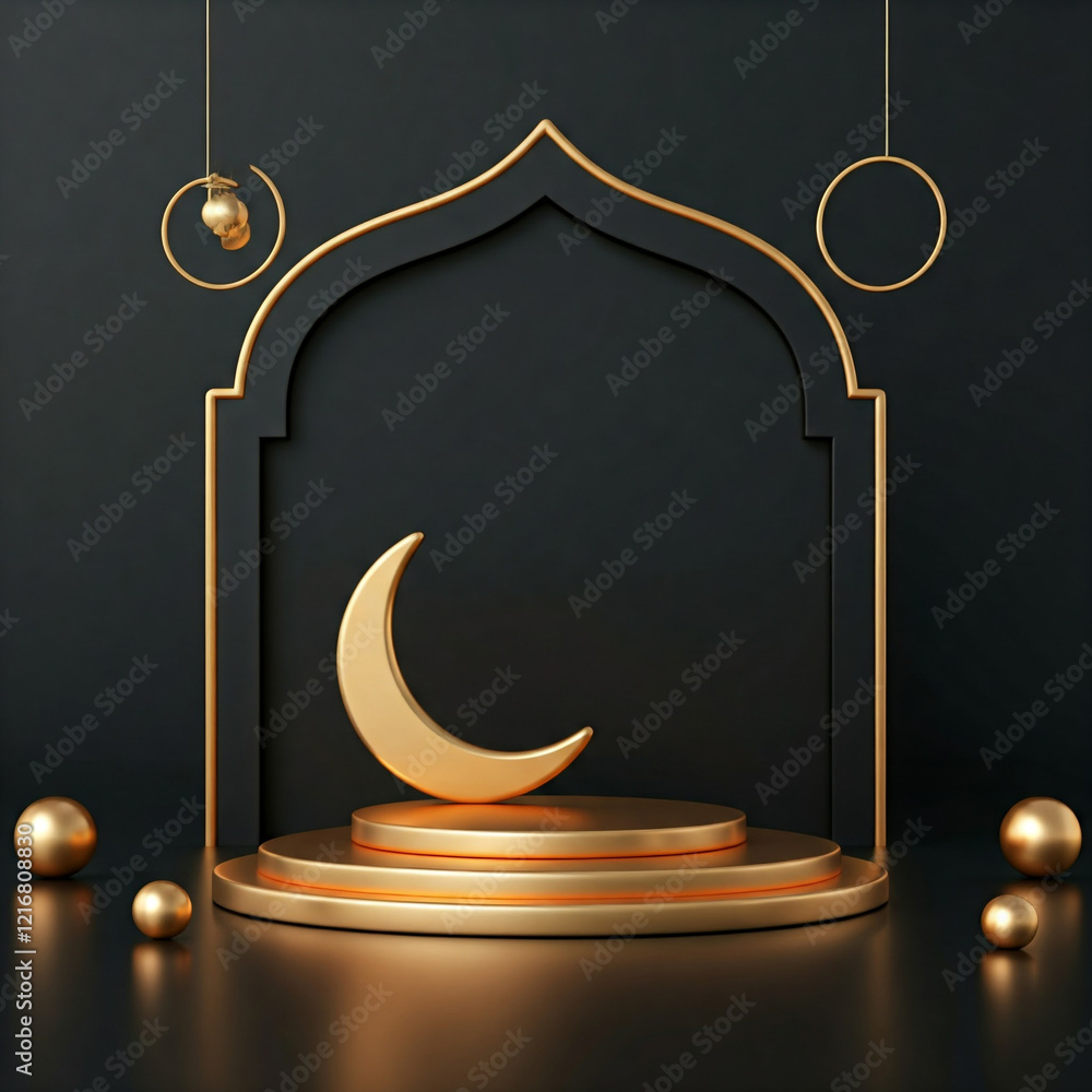 mini podium 3d display of Muslim themed products for fasting and Eid ...
