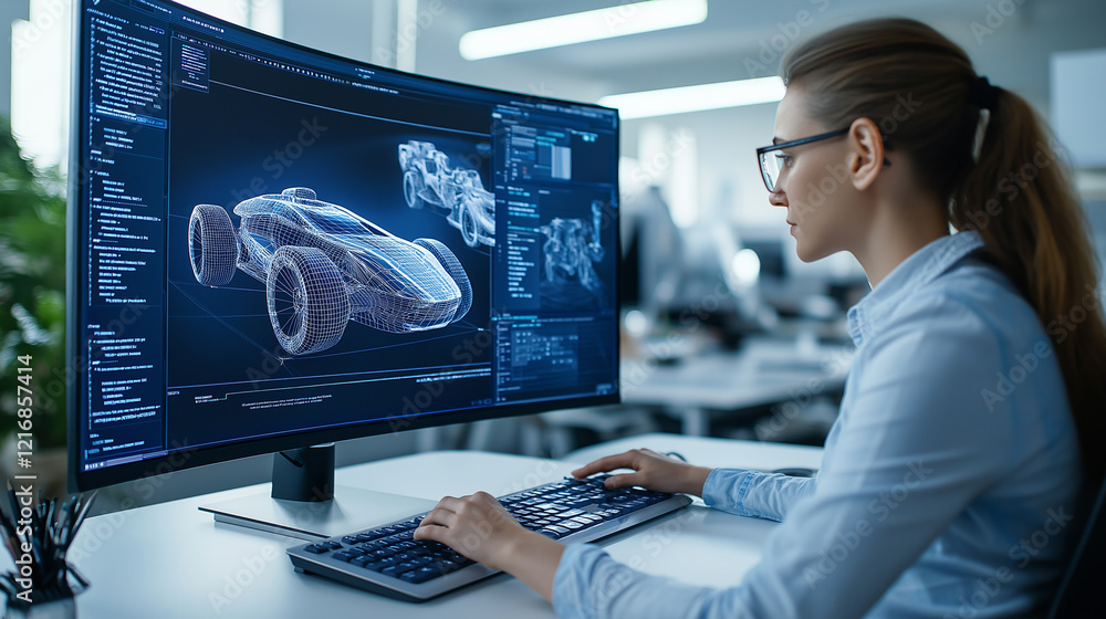 Digital artist developing hyper-realistic 3D models of futuristic ...