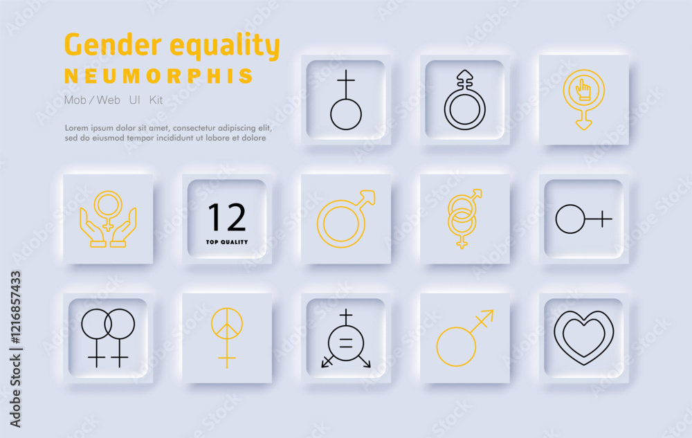 Gender equality set icon. Equality symbols, social balance, human ...