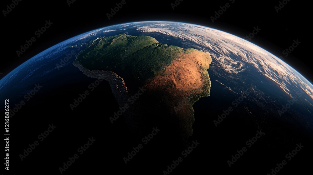 Planet Earth Illuminated from Space Showing the Lush Amazon Rainforest ...