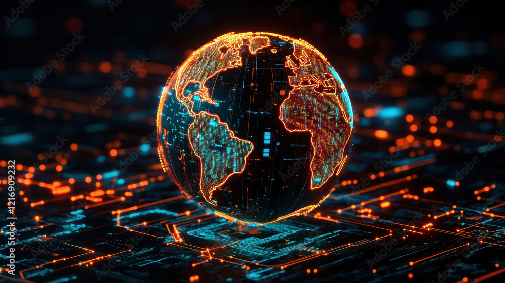 Free world trade, A digital map showcasing global trade routes ...