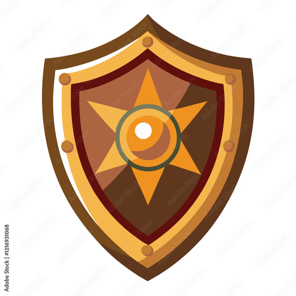 Ancient Shield Vector Illustration - Cartoon, Clipart, and Line Art ...