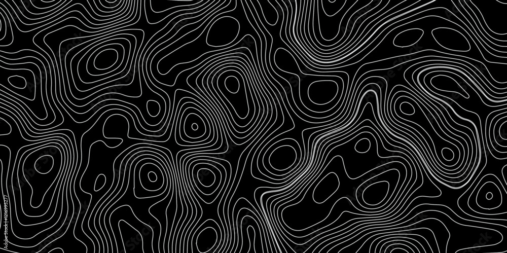 Abstract outline topographic contour map background. Dark texture ...