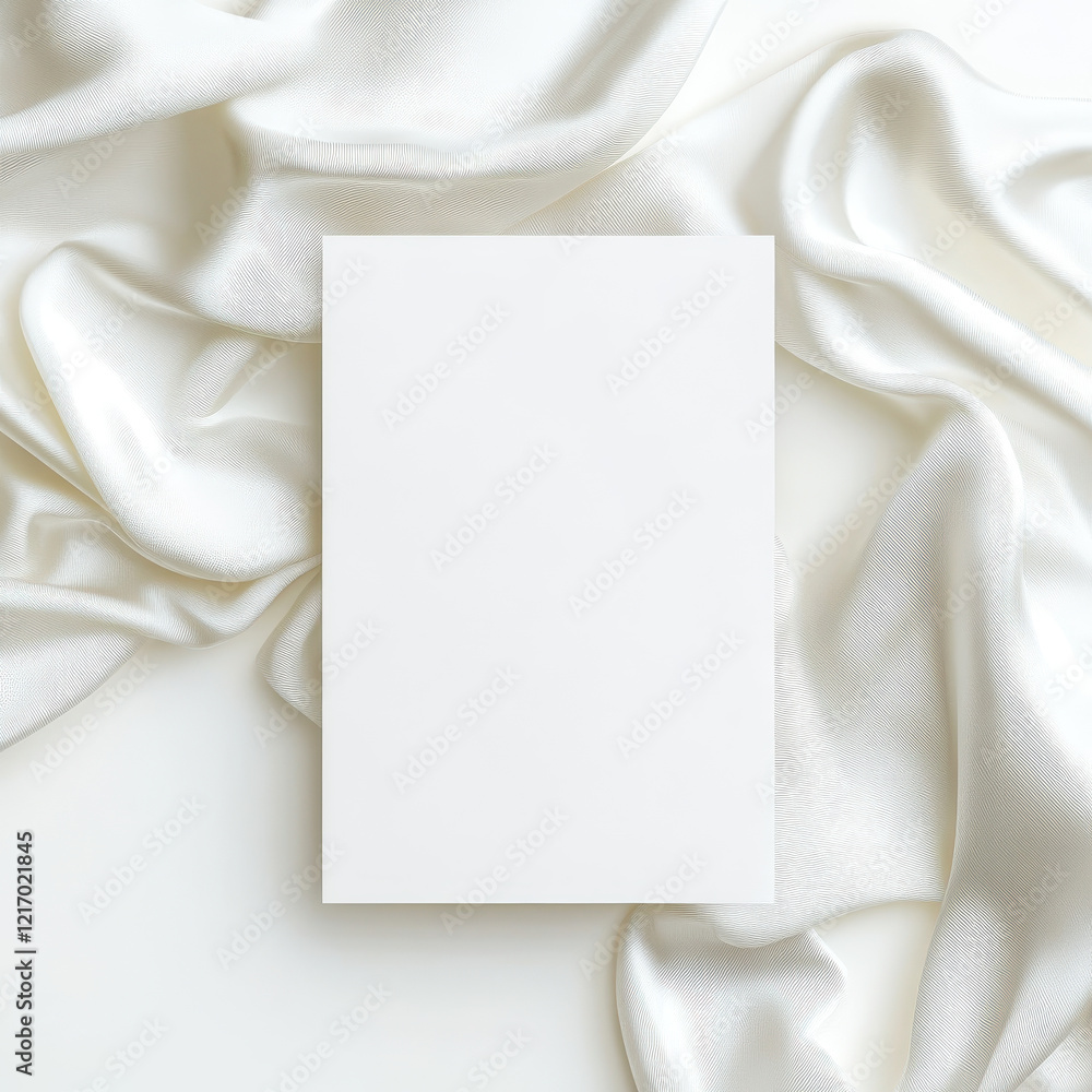 blank white menu mockup on soft, elegant fabric background creates ...