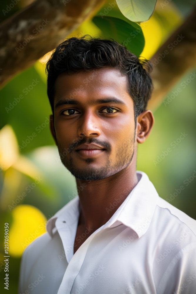 Sri Lankan man smiling in traditional attire, cultural heritage and ...